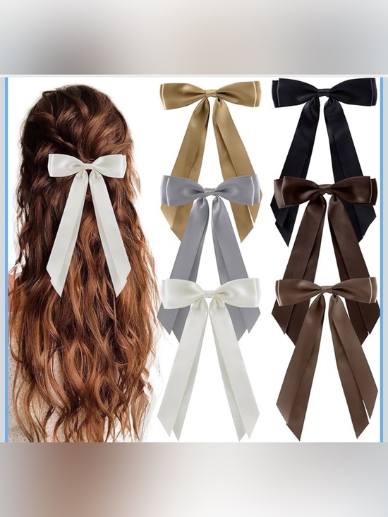 Accessories | 6 Silkysatin Alligator Hair Barrette Bows | Poshmark